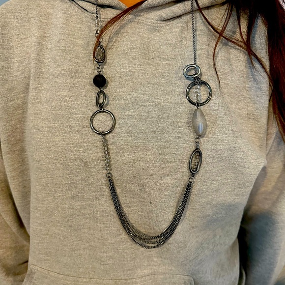 Jewelry | Cute Silver And Bead Long Necklace | Poshmark
